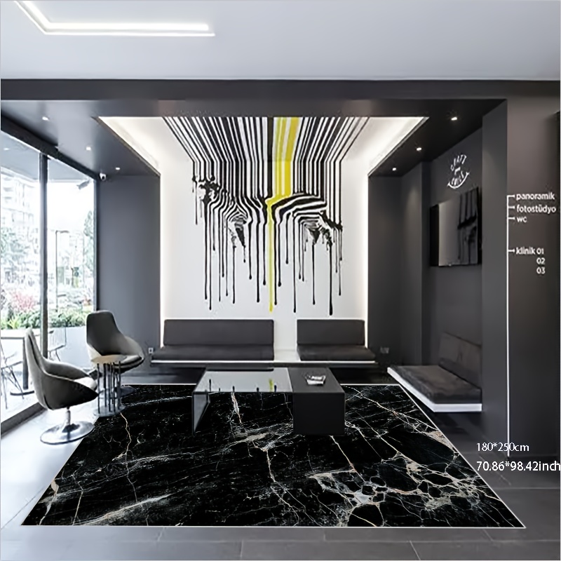 Washable Corridor Running Carpet Black Marble Non slip Long - Temu ...