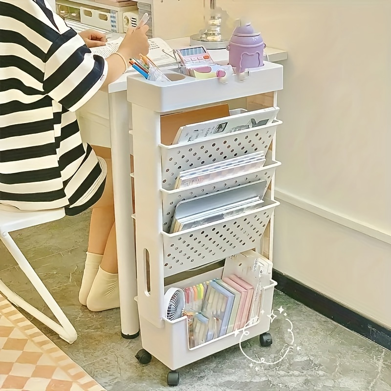 5-tier Rolling Utility Cart With Wheels: Mobile Bookshelf, Document ...