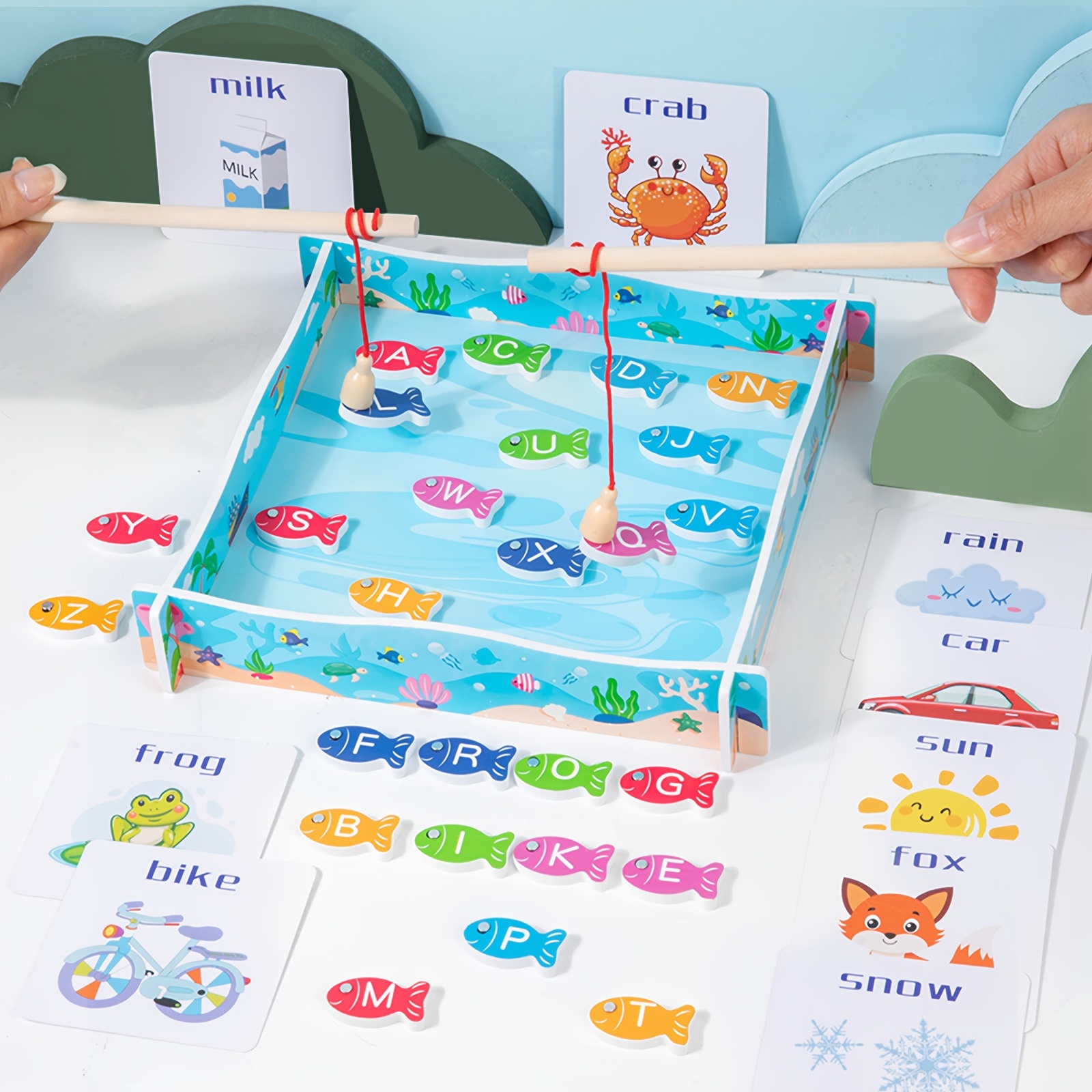 Magnetic Stones Game Magnetic Wooden Fishing Game Toy For Toddlers ...