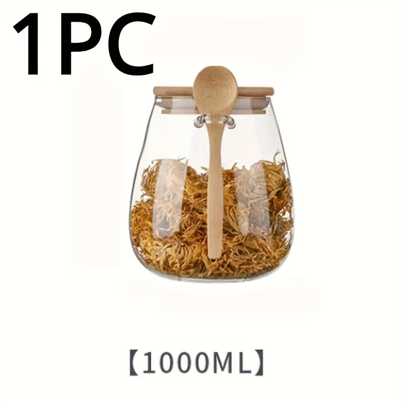 Elegant Glass Storage Jar Spoon Airtight Lid - Temu South Africa