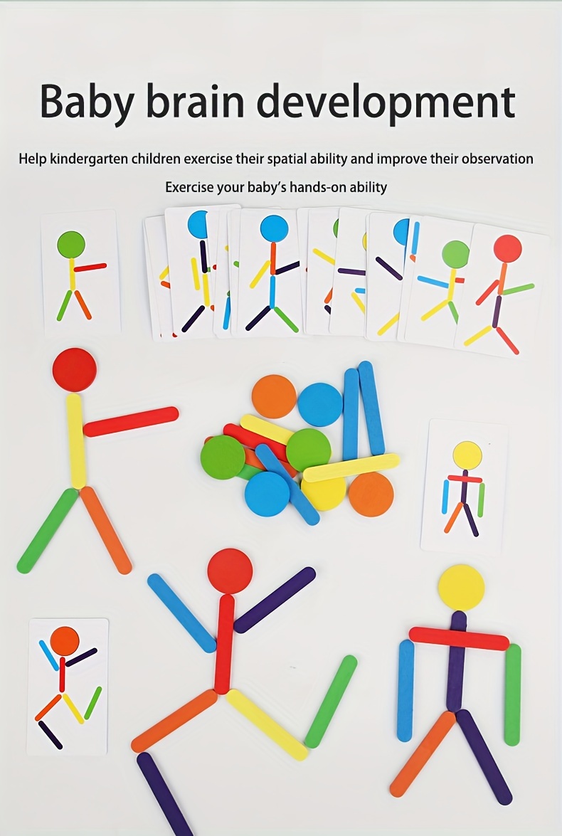 Magic Wand Creative Puzzle: Colorful Wooden Sticks And Cards For Kids ...