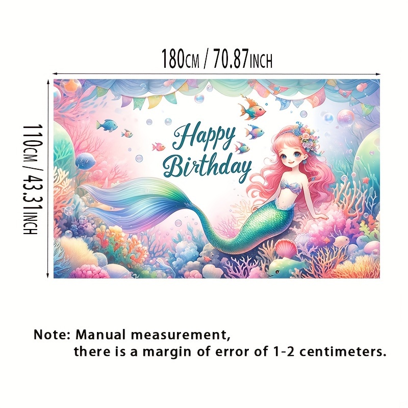Happy Birthday Decoration Backdrop Mermaid Coral Underwater - Temu