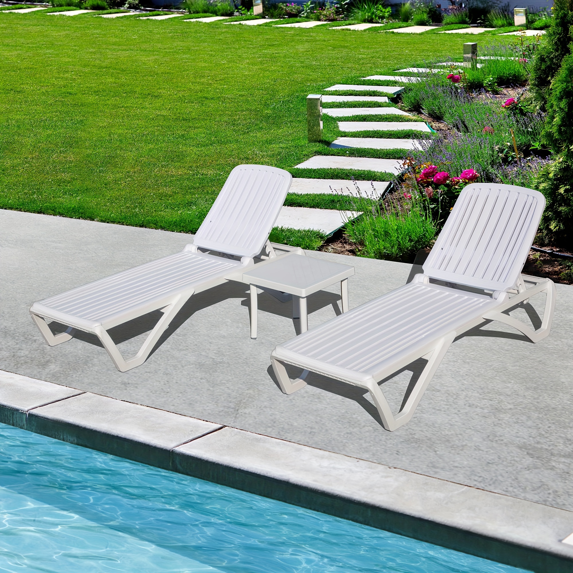 Plastic pool lounger store