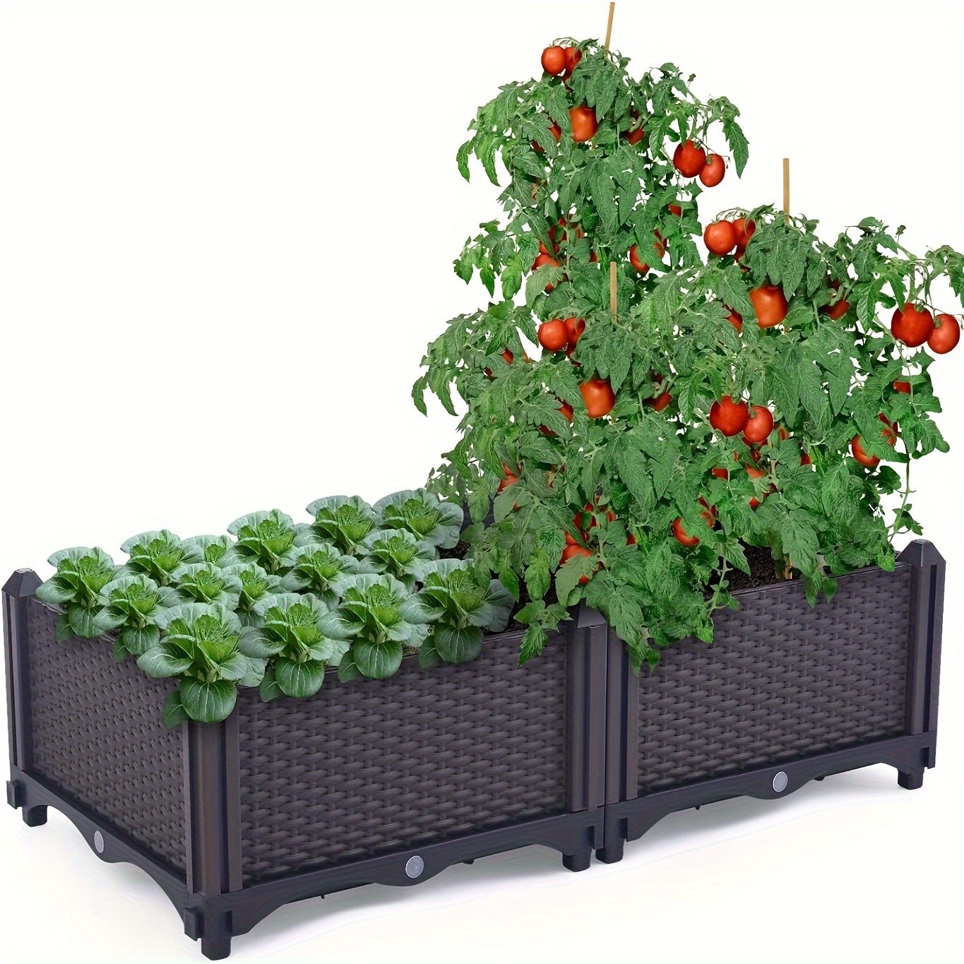 easy assemble plastic garden planter kit self watering rectangular ...