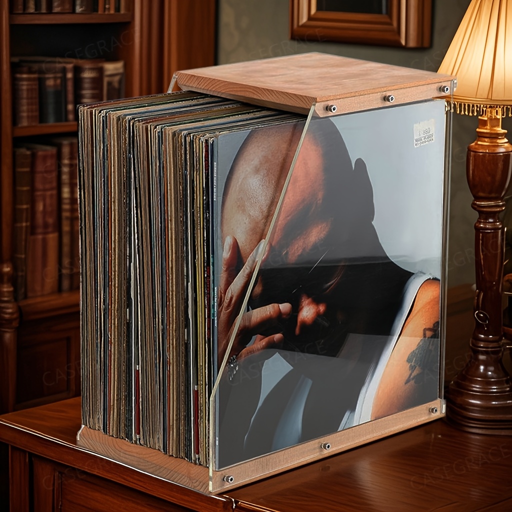 vinyl record storage rack sold on Temu United States