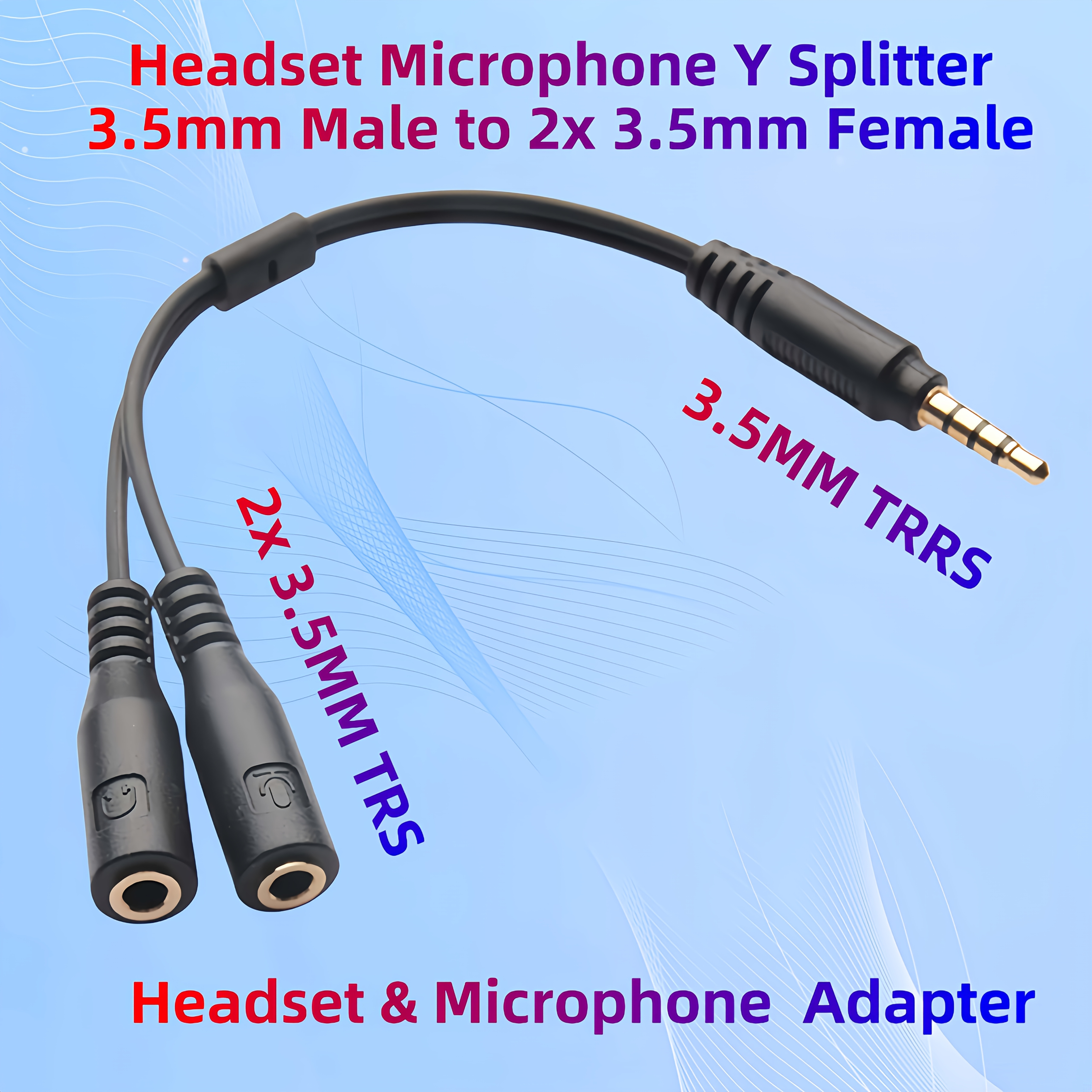 Earphones Sharing Dual Cable 1 Male To 2 Female Adapter Y Splitter 4 ...