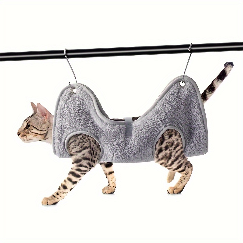 Pet Hammock Restraint Bag Adjustable Plush Cat Washing Mesh - Temu ...
