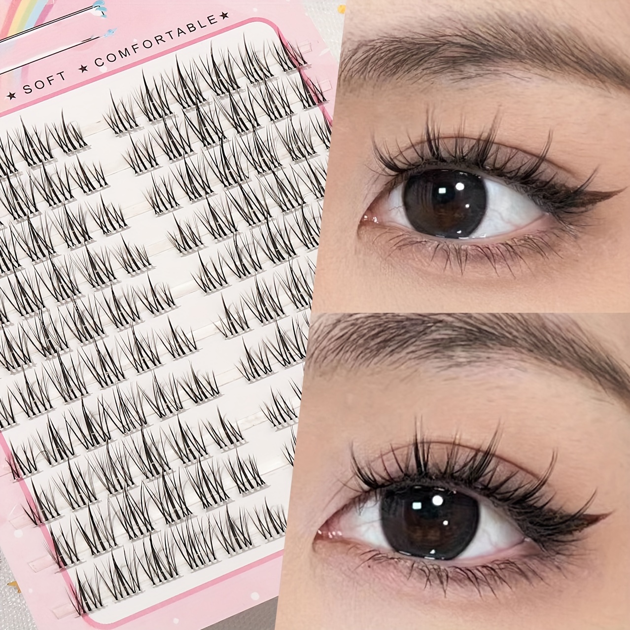 Sunflower inspired Cluster False Eyelashes Kit 8/10 Rows - Temu