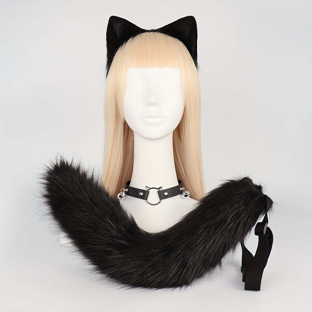 % Polyester Cat Ears Cat Tail Set Fox Cosplay Cat Tail - Temu Canada