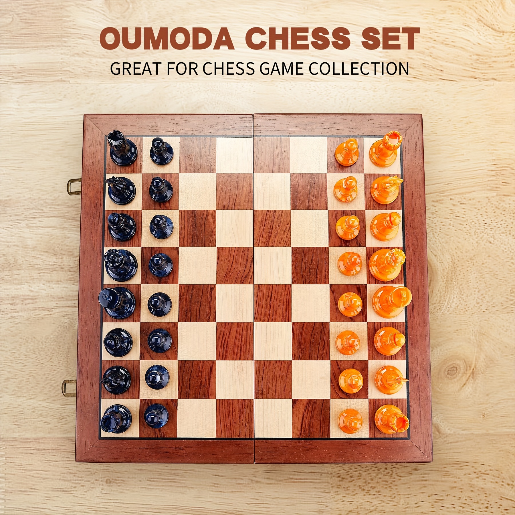 Chess Set Wooden Folding Board Game 32 Acrylic Large Heavy - Temu