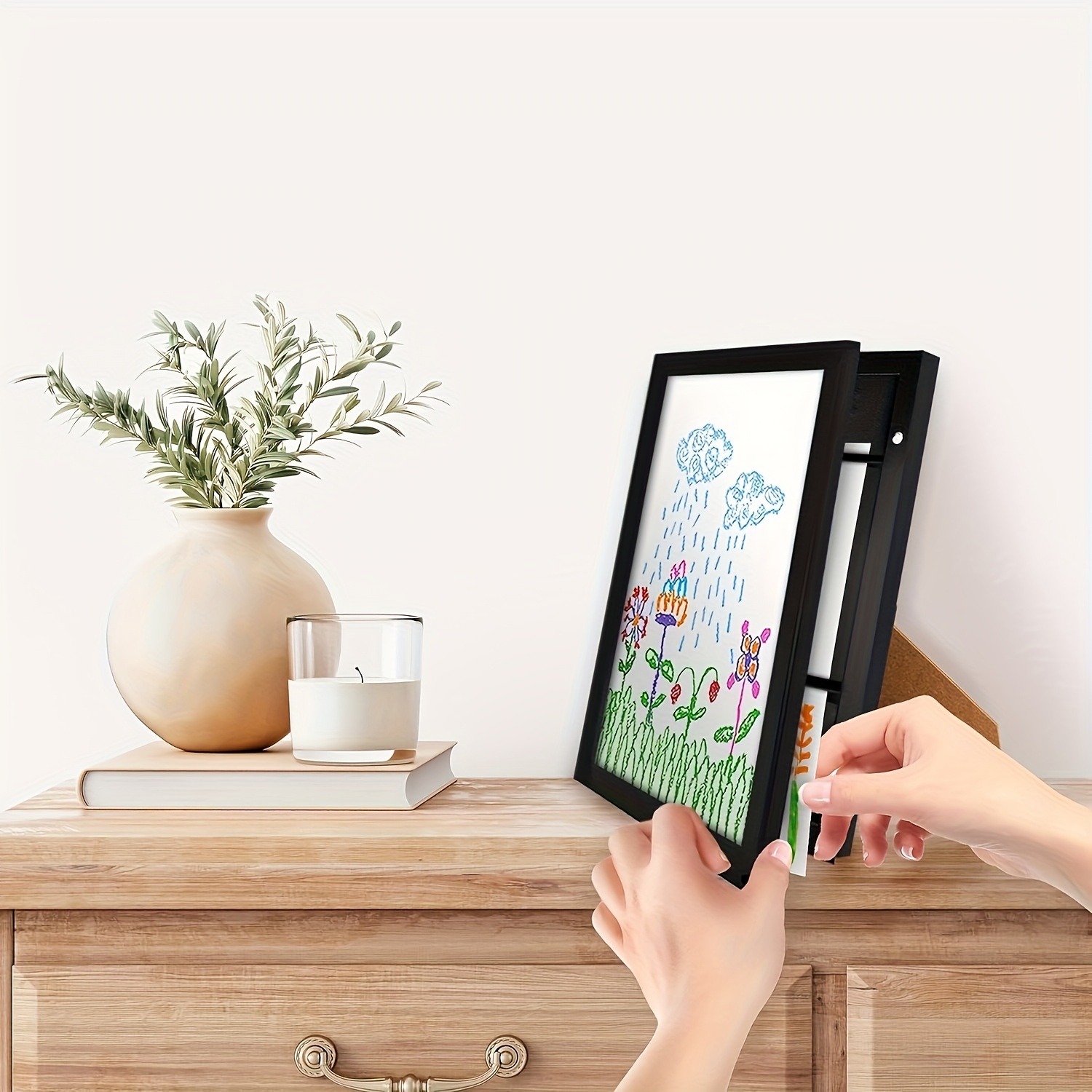 "chic" Magnetic Flip Picture Frames Tempered Glass Wooden - Temu