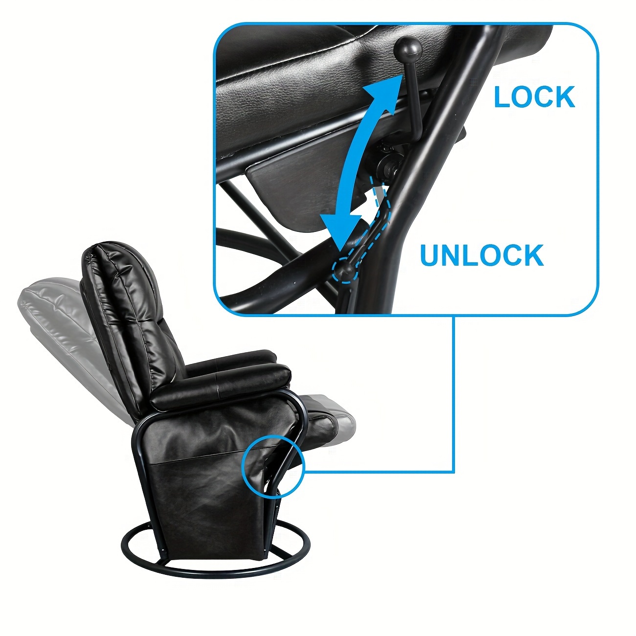 Glider Chairs Rocking Chair With Ottoman 360 Swivel Chair Pu Leather ...