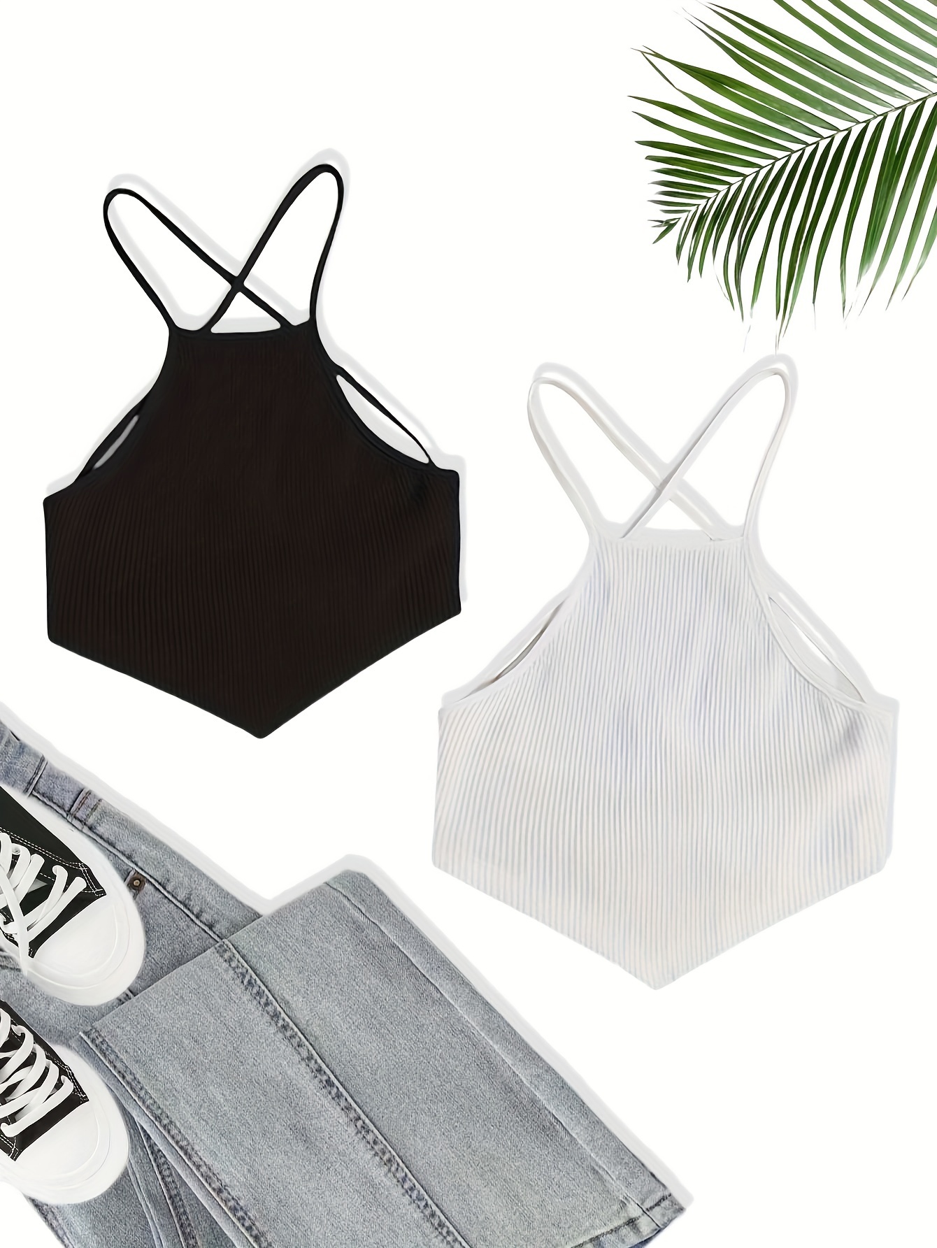 Solid Spaghetti Strap Top Elegant Tied Backless Hanky Hem - Temu New ...