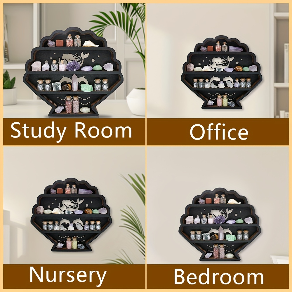 Sea Shell Wooden Crystal Display Shelf Gothic Wall Boho - Temu