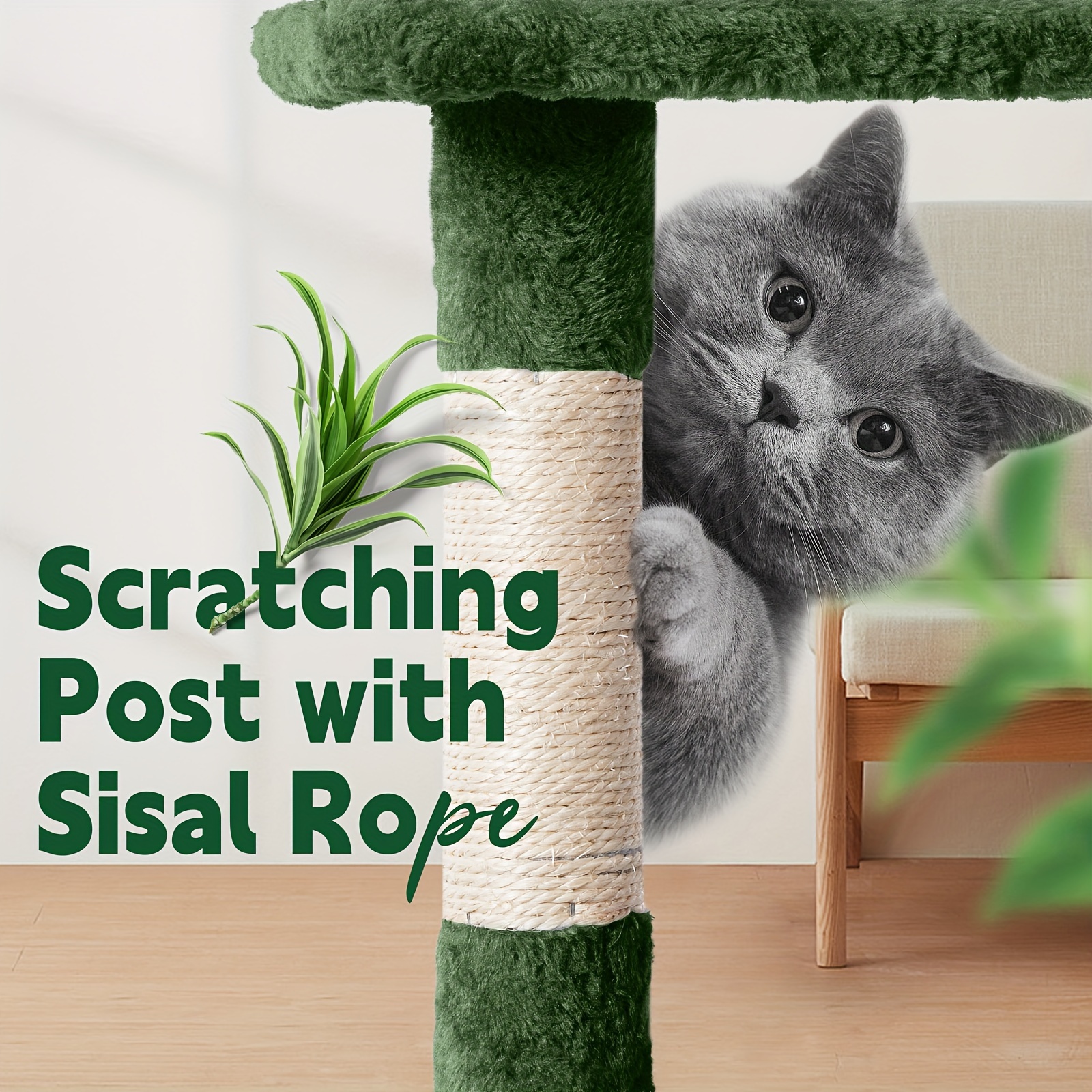 Cat Tree Cat Tower Indoor Cats Green Leaves Cat - Temu