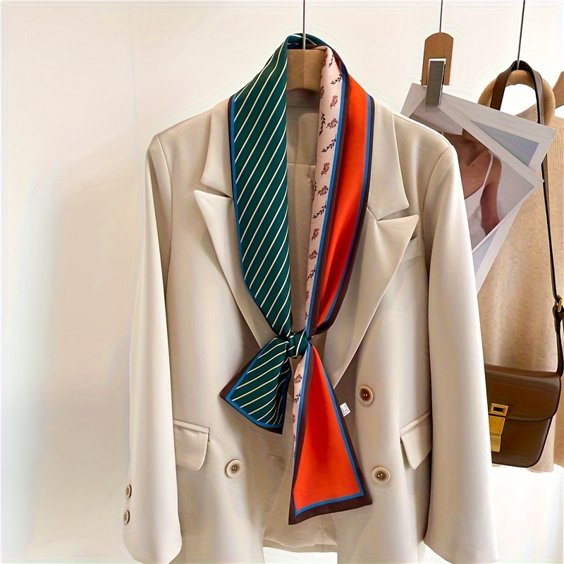 Stylish Printed Slender Scarf Thin Smooth Neck Scarf Elegant - Temu Canada