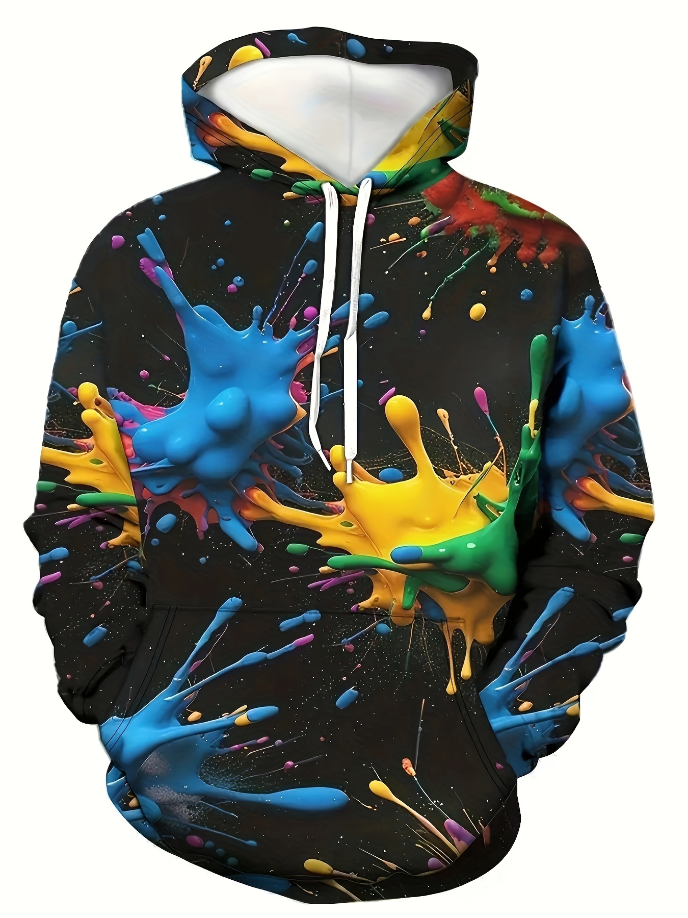 men's plus size colorful splatter print hoodie casual - Temu Australia