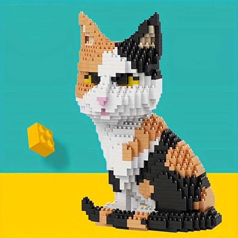 1500pcs miniature particle building blocks made pet cat model toy cute ...