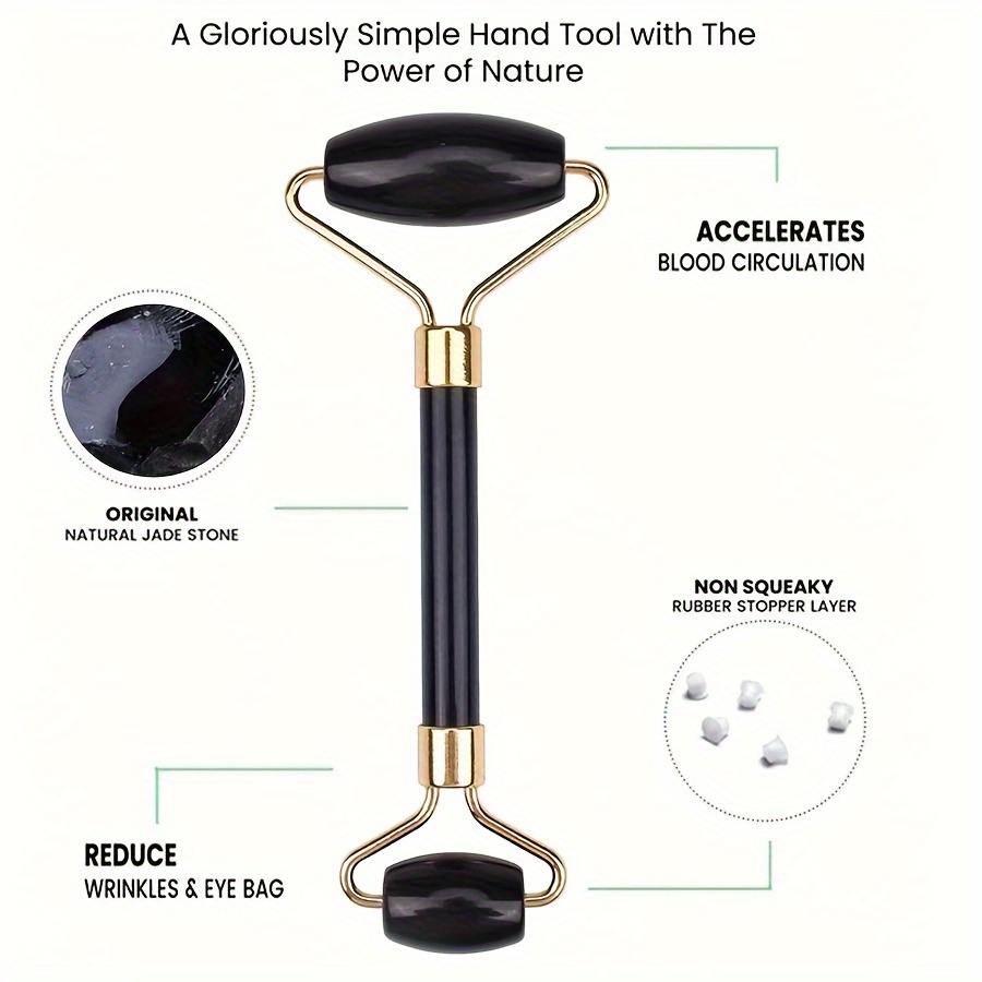 Natural Black Jade Rolling Gua Sha Facial Skincare Set Anti - Temu Hungary