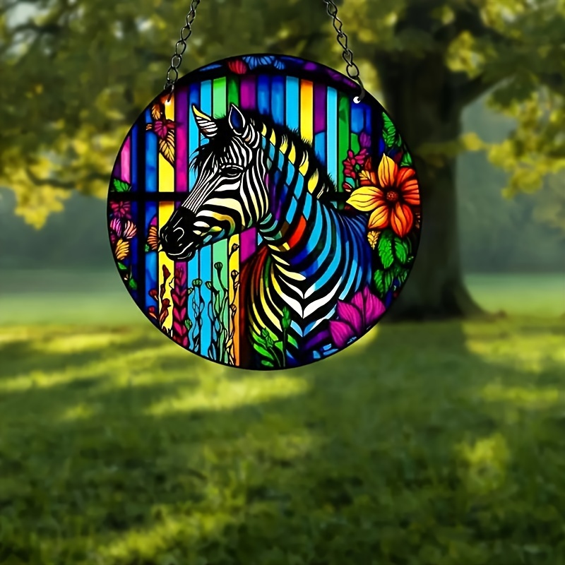 Zebra Acrylic Window Hanging Pendant Sun Catcher Chain - Temu Canada