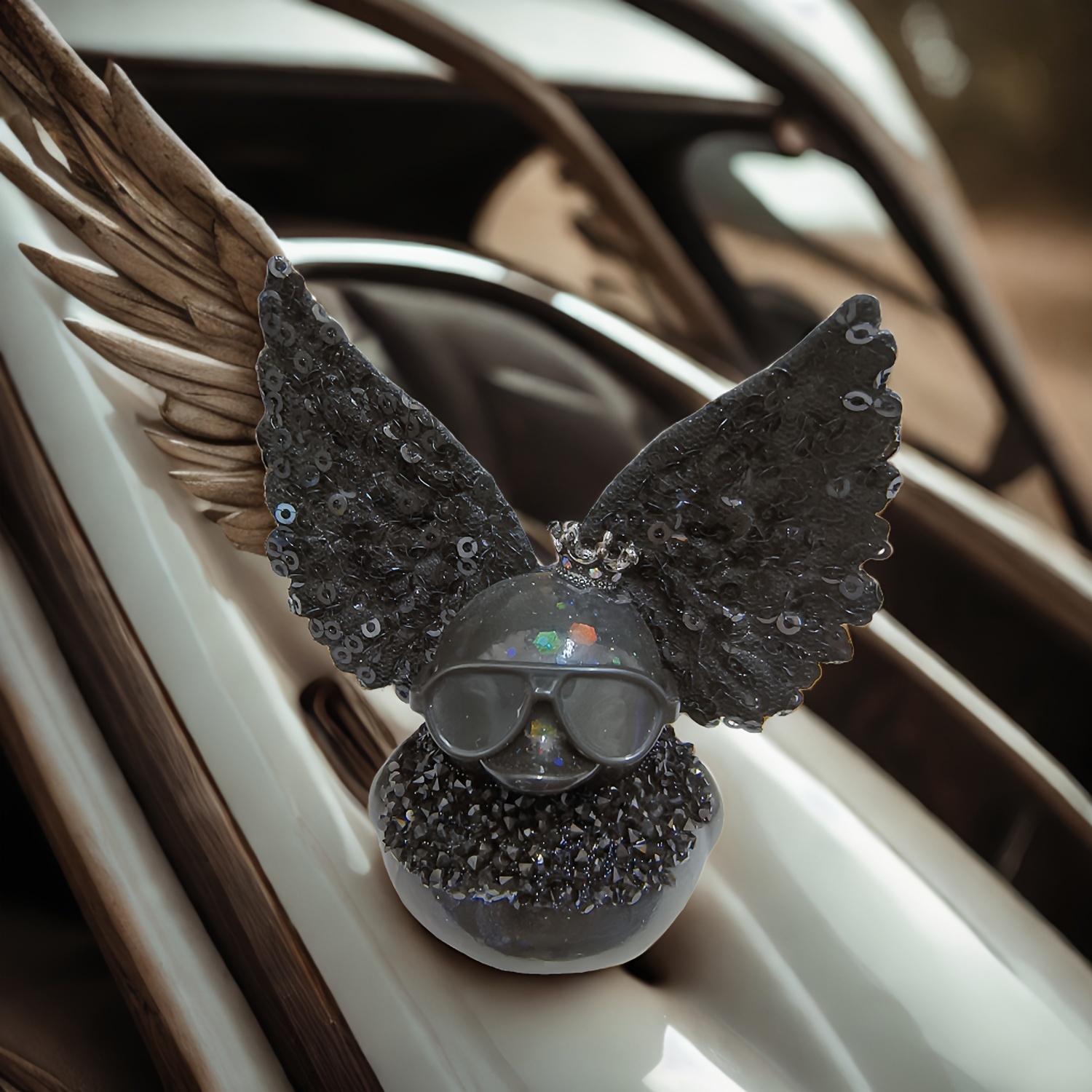 Black Rubber Duck Mini Crown Wing Glasses: Rubber - Temu