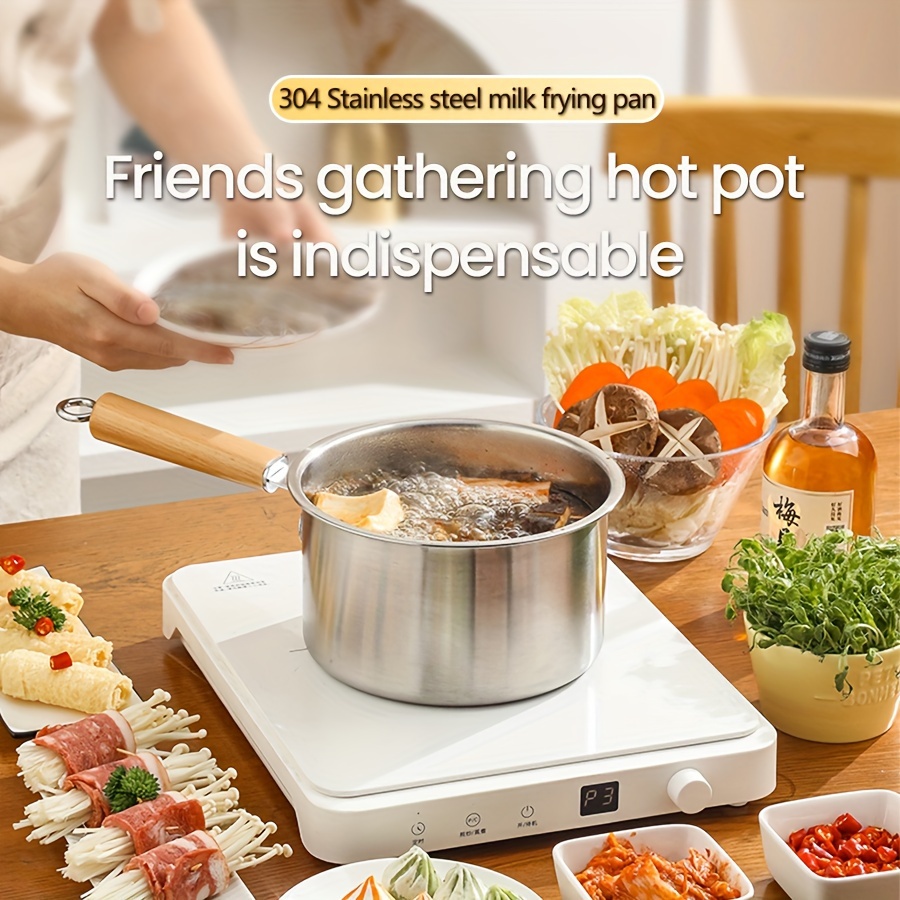 304 stainless steel deep fryer set strainer basket lid tongs - Temu