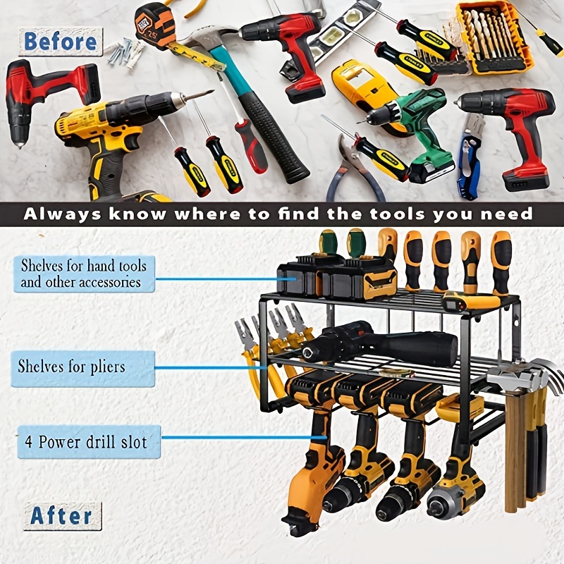 1set Wall Mounted Electric Drill Storage Rack Electric Tool Storage ...