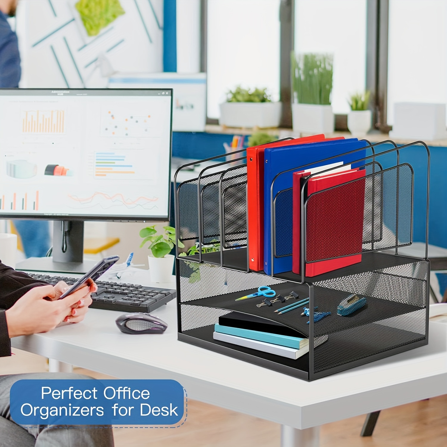 Mesh 2 Trays 5 Vertical File Sorter Desk Organizers - Temu