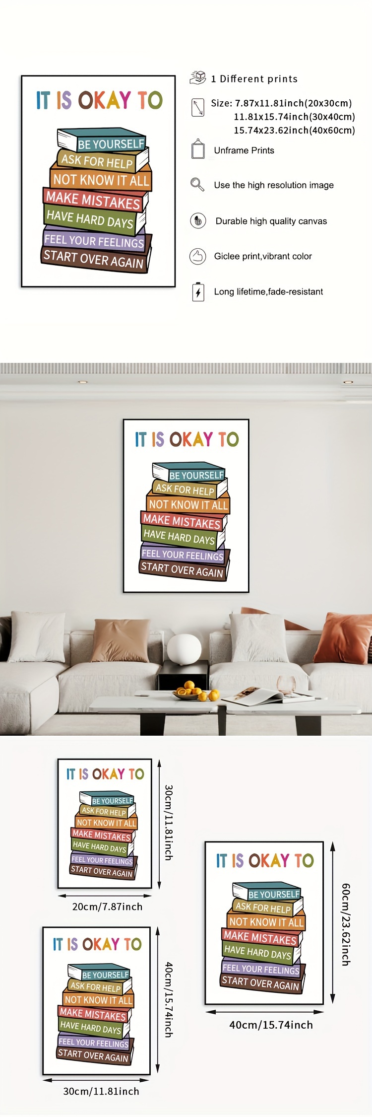1pc/set Wall Art Inspirational Psychology Mural, Perfect Home Wall ...