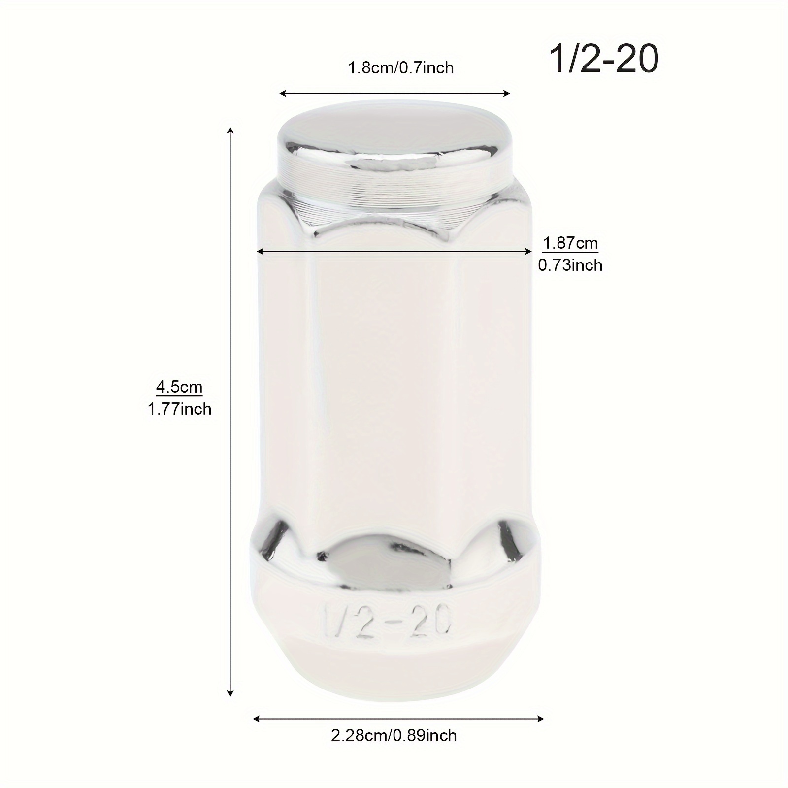 1/2-20 1.9inch Tall 3/4inch Hex Closed End Chrome Lug Nuts Cone Seat ...