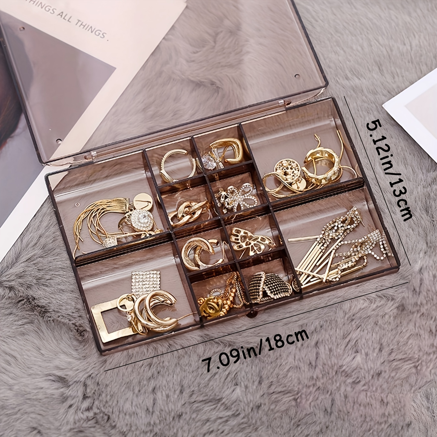 ფართო ერთფენა სამკაულის ორგანიზატორი ყუთი 12 სანახაობით - Temu Georgia