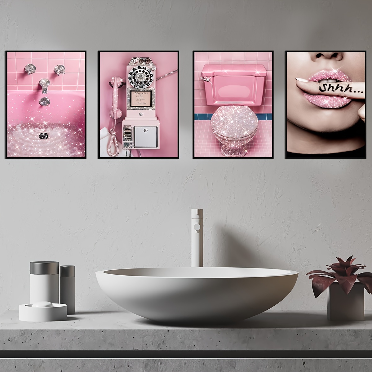 Unframed Canvas Poster Modern Art Captivating Sparkling Pink - Temu ...