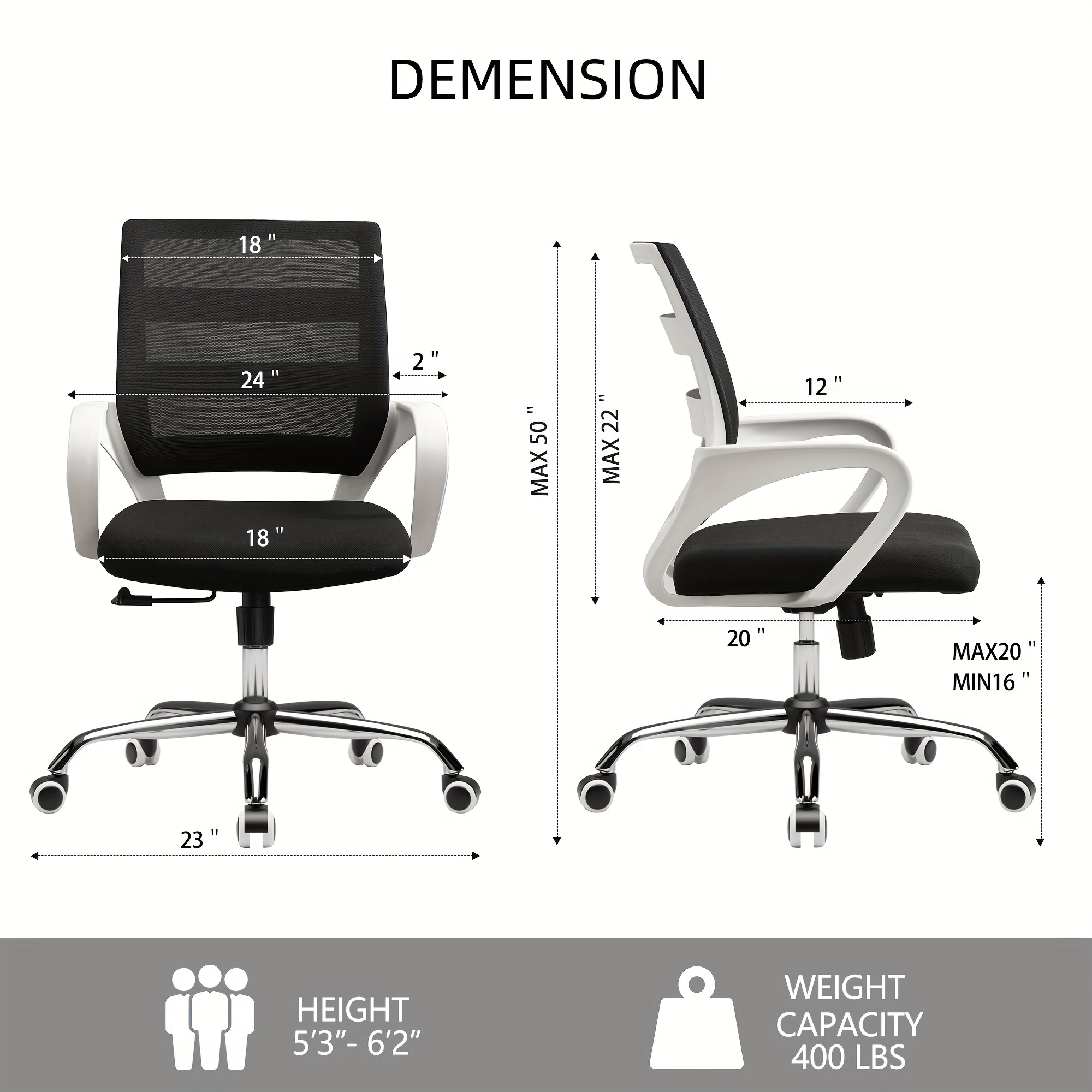Ergonomic Comfortable Home Table And Chair, -back With Wheels, Adaptive ...