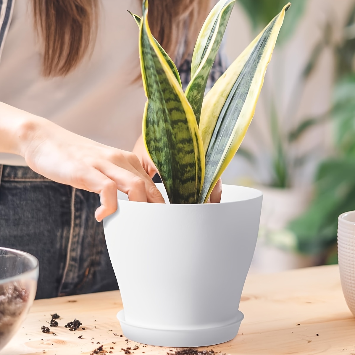 Casual Style Round Plastic Flower Pots Drainage Holes Indoor - Temu