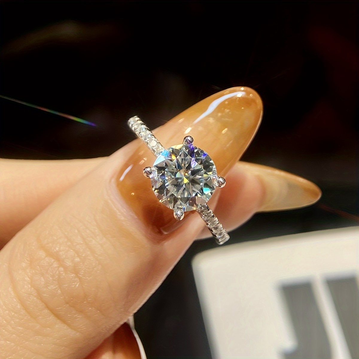 Moissanite Engagement Ring Wedding Band 925 Sterling Silver - Temu ...