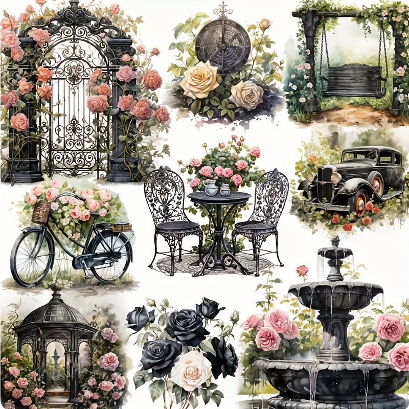 Vintage Creative Orange Black Rose Garden Landscape Retro - Temu