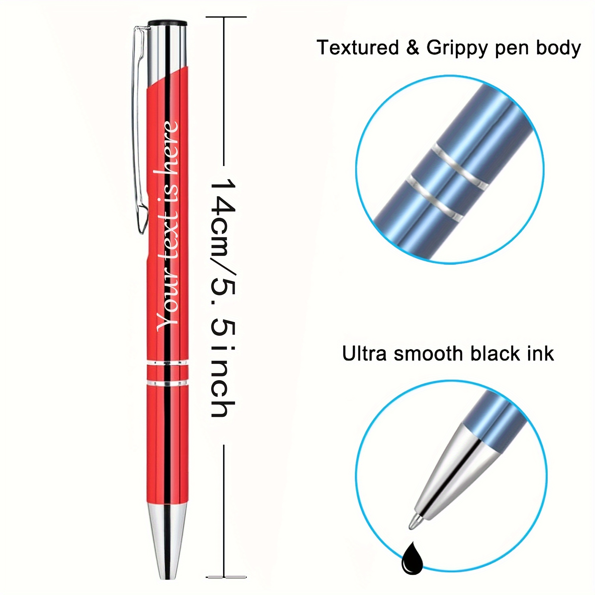 Red Customizable Ballpoint Pens Push type Design Smooth - Temu