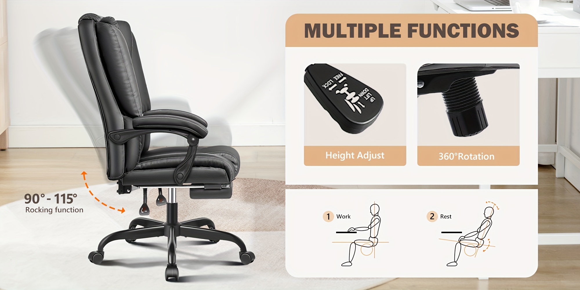 Wing Chair Big Tall Office Chair Desk Chair - Temu