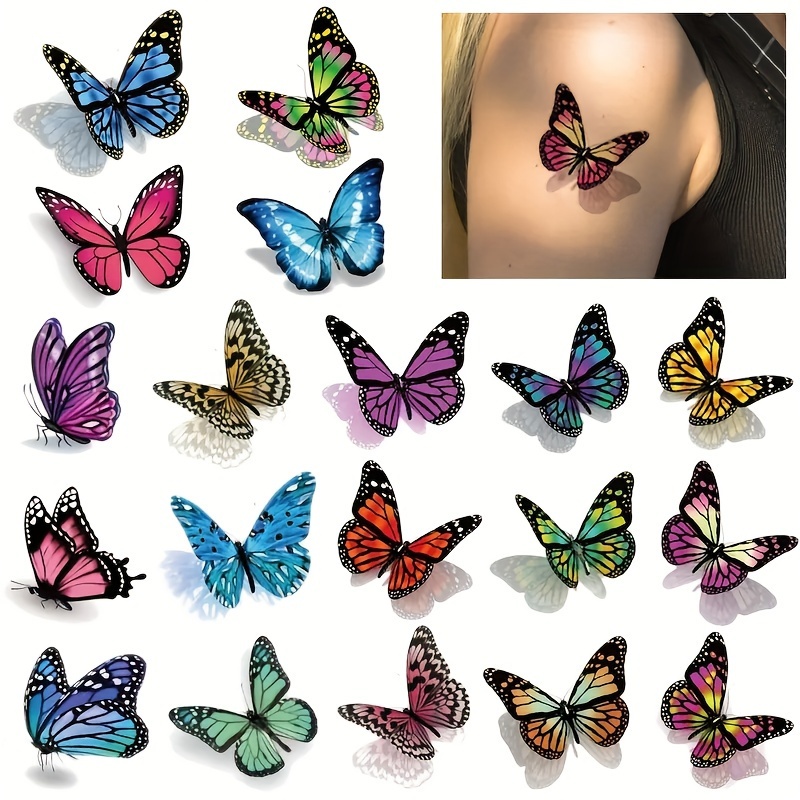 90 Kinds Temporary Butterflies Women Girls Ladies Colorful - Temu Australia