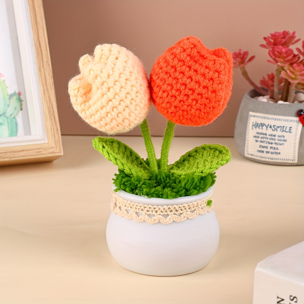 Handcrafted Crochet Tulip Lily Valley Bouquet Knitted - Temu