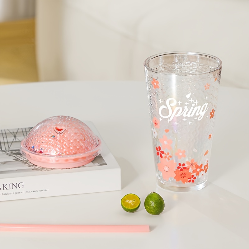 Romantic Sakura Cherry Summer Starry Sky Glass Cup - Temu