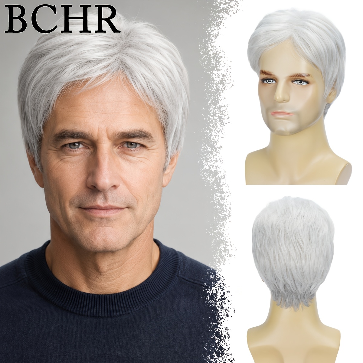 men grey wig sold on Temu United States