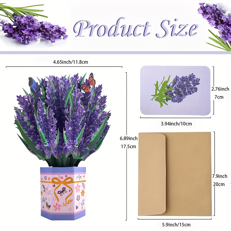 Lavender Paper Flower Bouquet Card Get Well Soon Pop Cards - Temu New ...