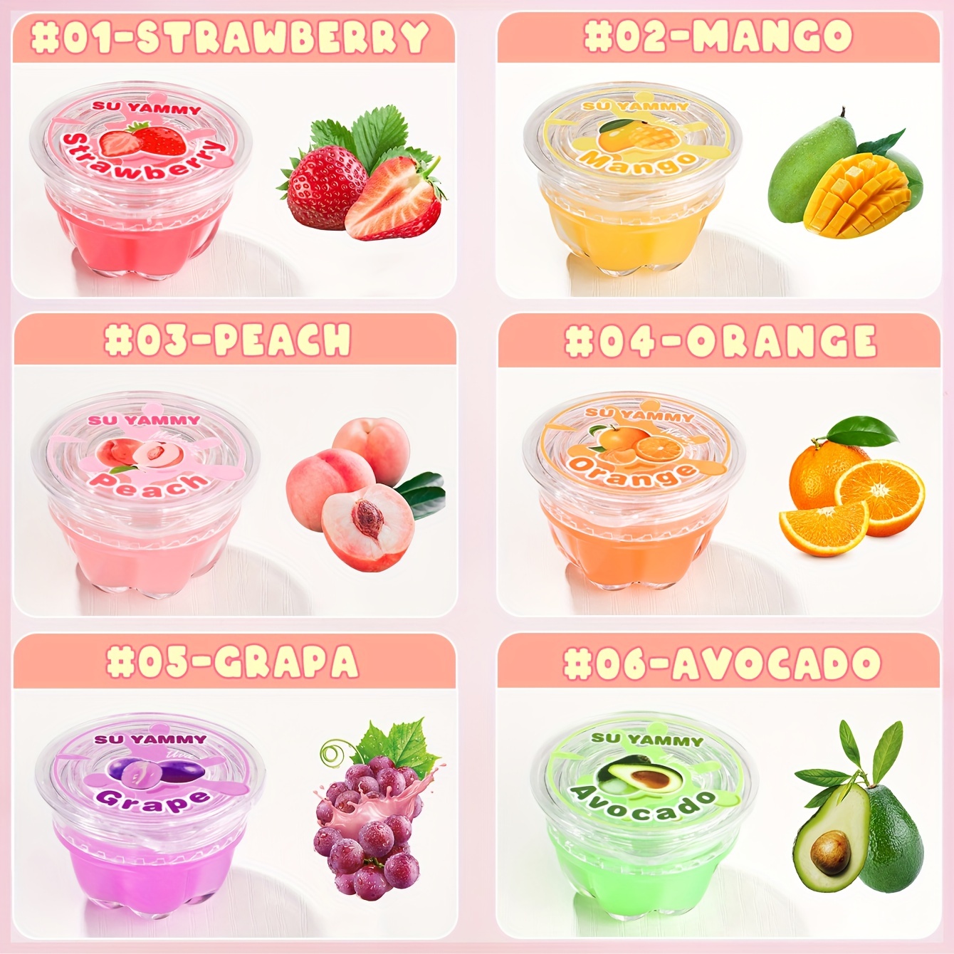 6 Pack Jelly Lip Mask Set Fruit Extract Collagen Infused Overnight Lip ...