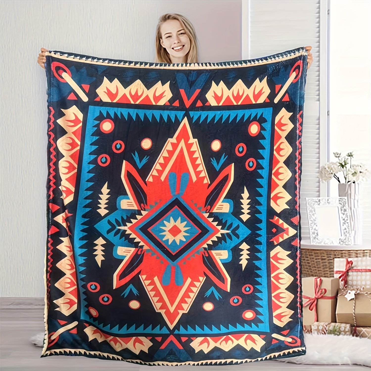 Vintage Floral Pattern Polyester Blanket Soft Cozy Throw - Temu Portugal