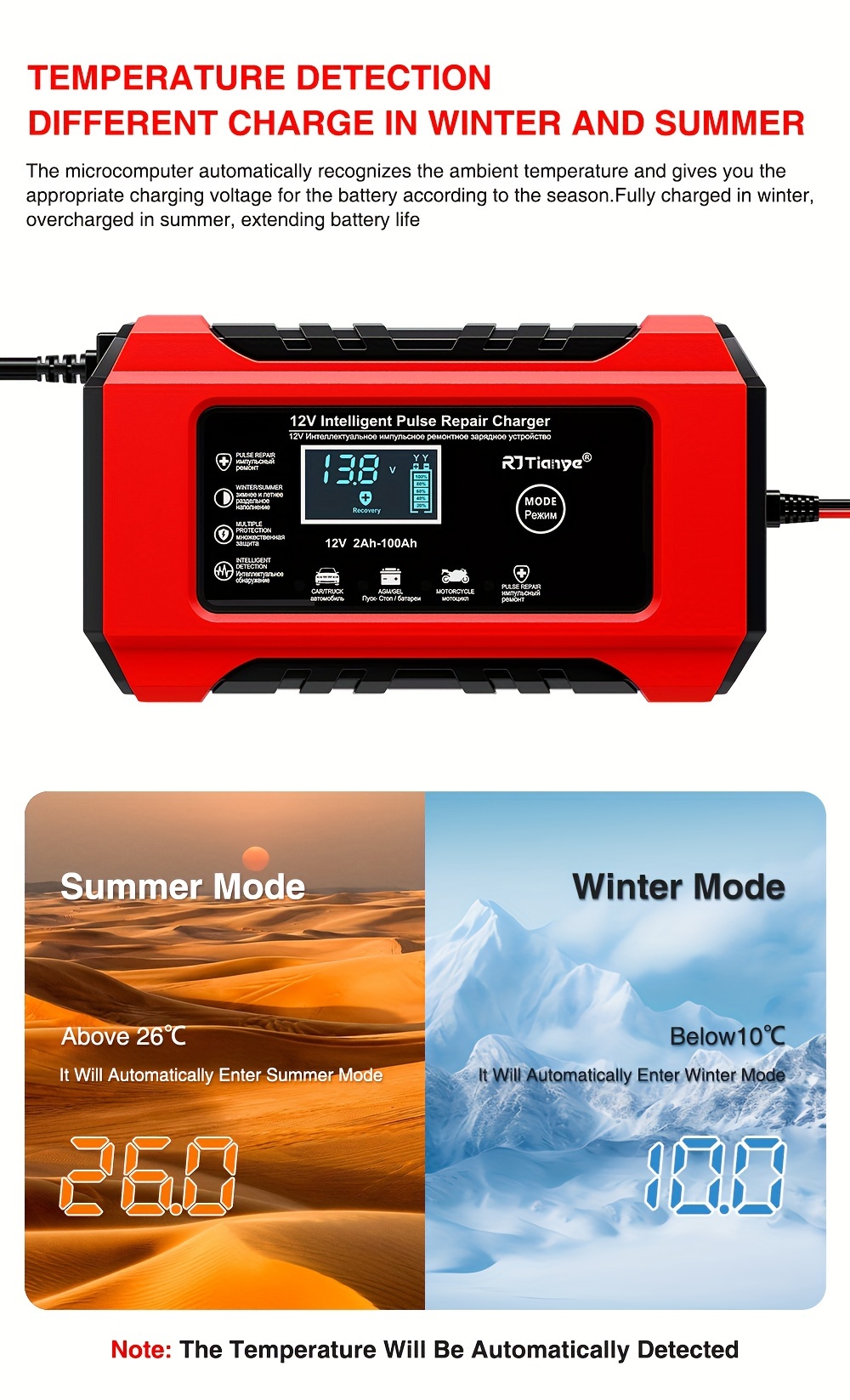 12v Smart Car Battery Charger Rapid 4ah 100ah Trickle - Temu