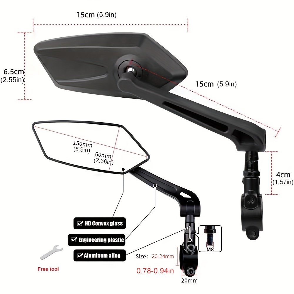 "glass Quality" Adjustable Wide Angle Bike Rearview Mirrors - Temu