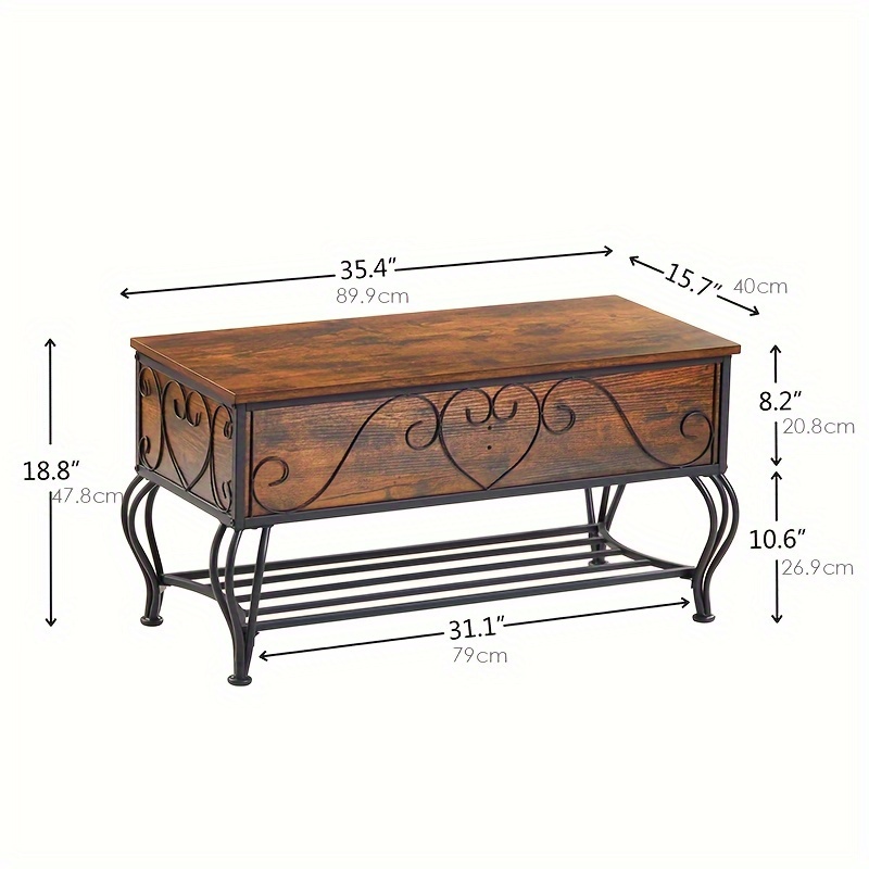 Vintage Metal Storage Bench Flip top Shoe Rack Rustic Wooden - Temu