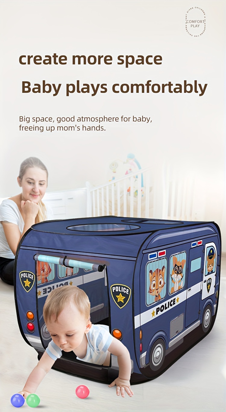Police Car Tent Playset - Foldable Pop-Up Kids Play Tent - Camping Boutique