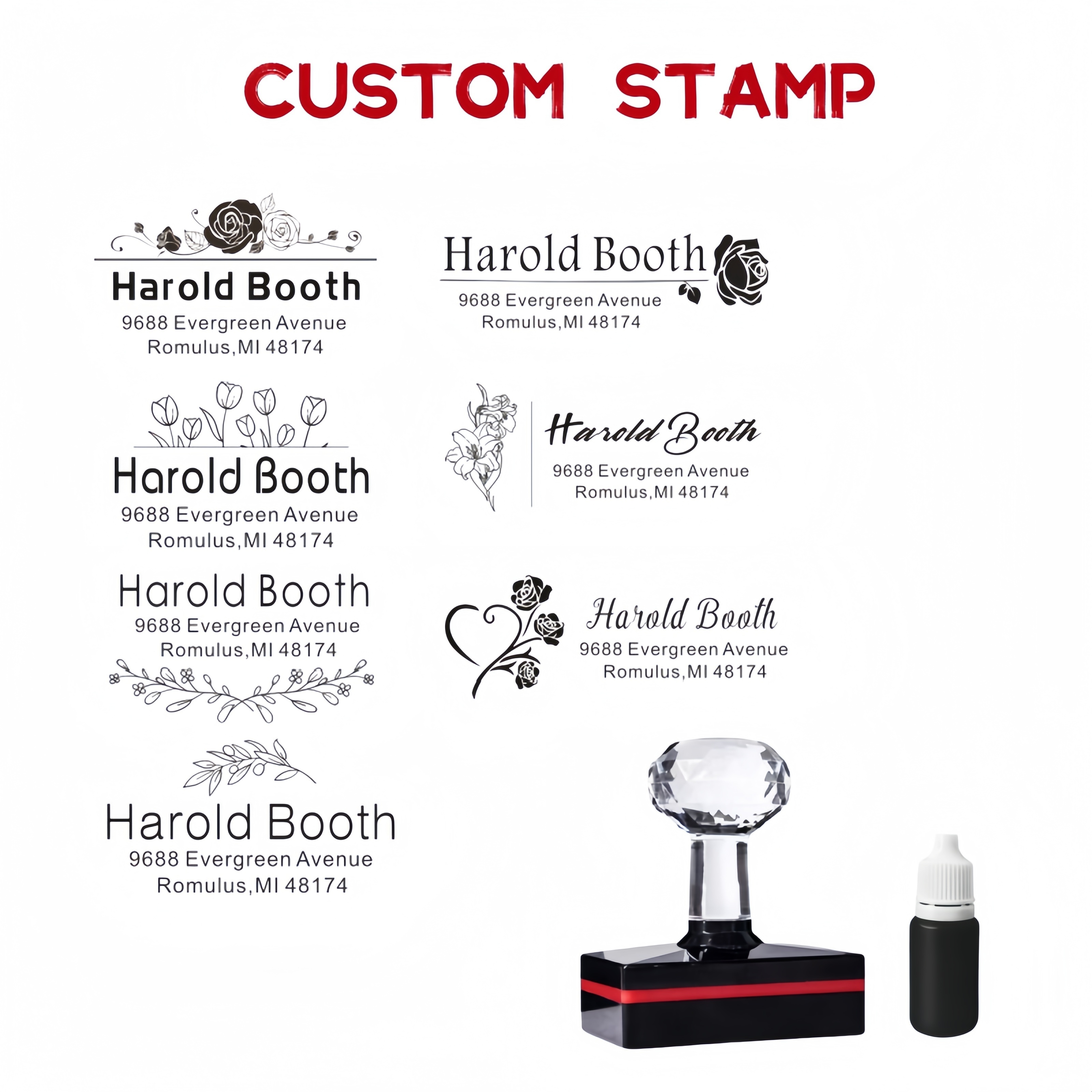 Personalized Customized Business Stamp Elegant Romantic - Temu Ireland